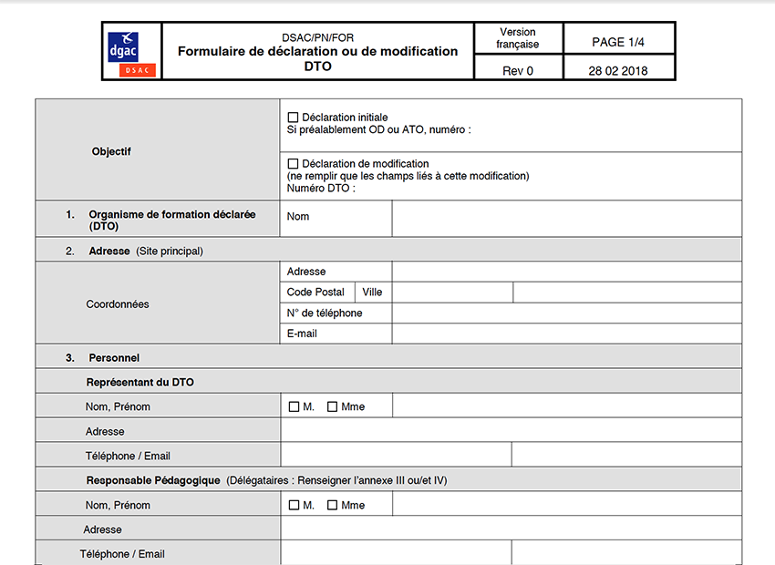 Procédure de déclaration DTO – aeroVFR